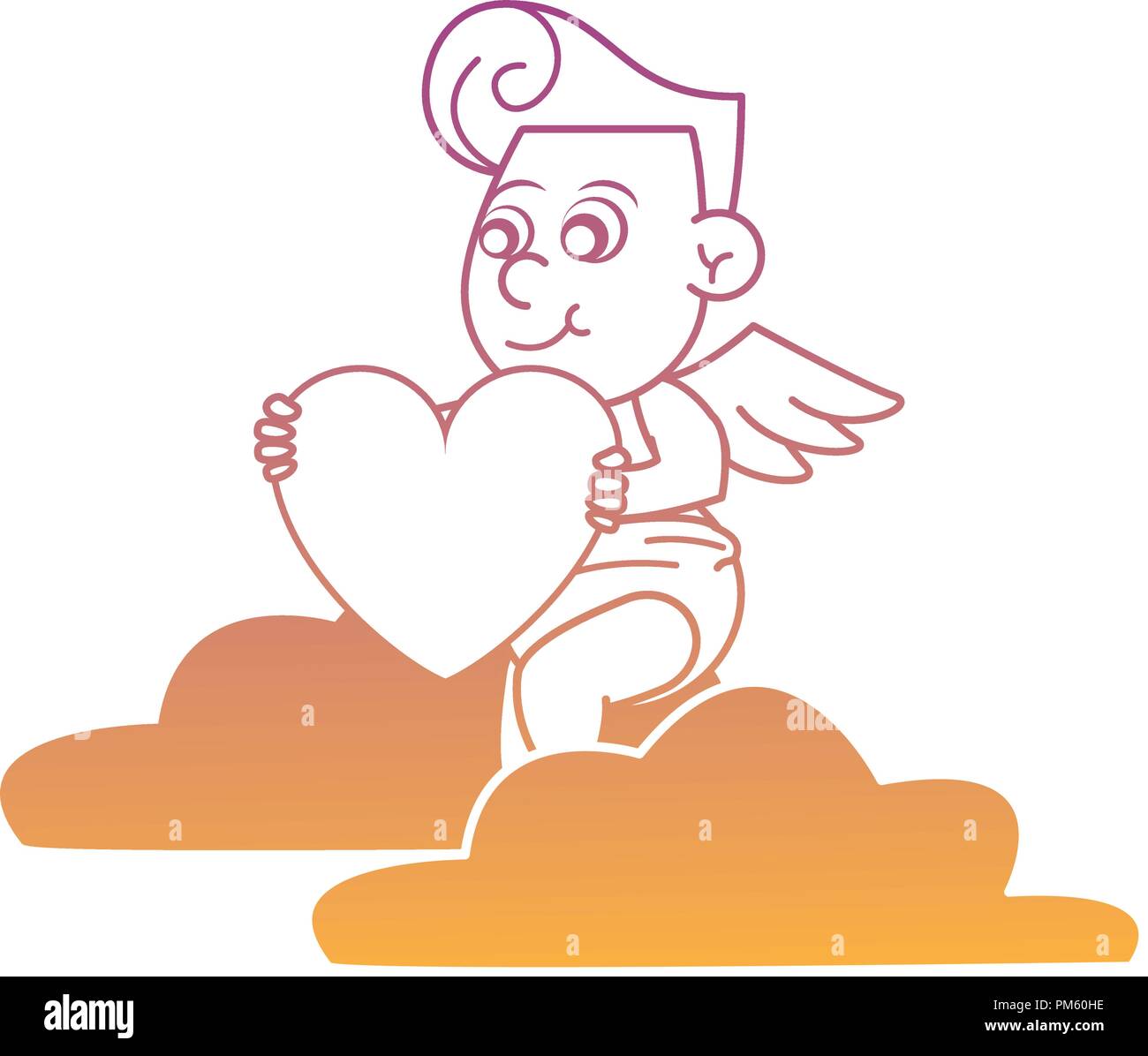 Cupid on cloud with heart rainbow lines Stock Vector Image & Art - Alamy