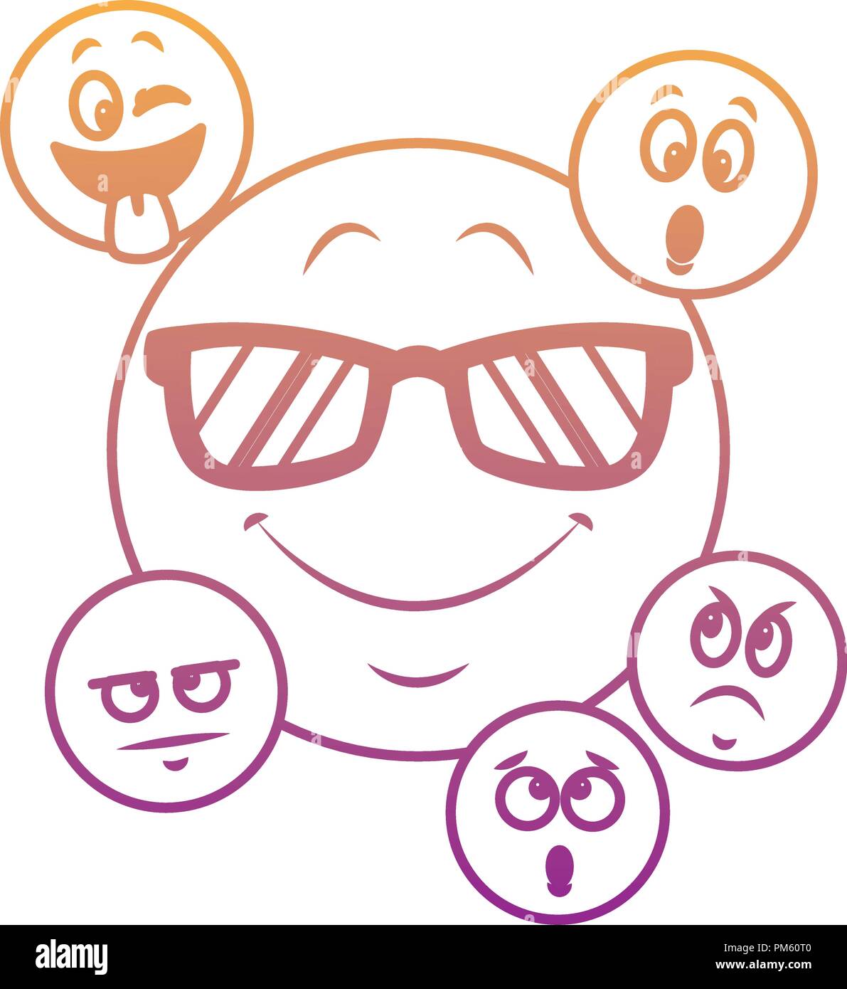 Set of chat emoticons rainbow lines Stock Vector Image & Art - Alamy