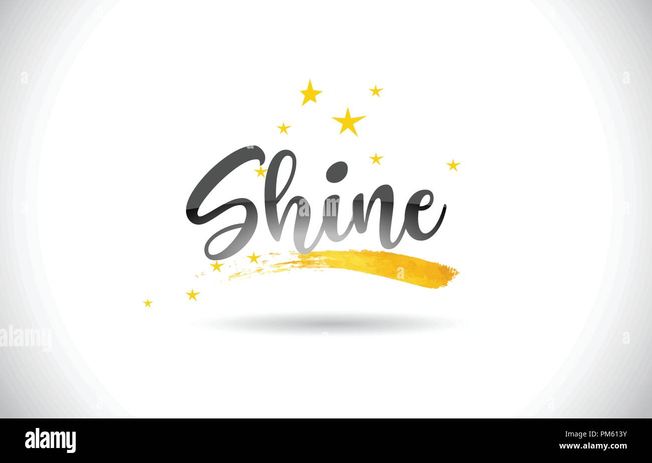 Shine Word Text with Golden Stars Trail and Handwritten Curved Font ...