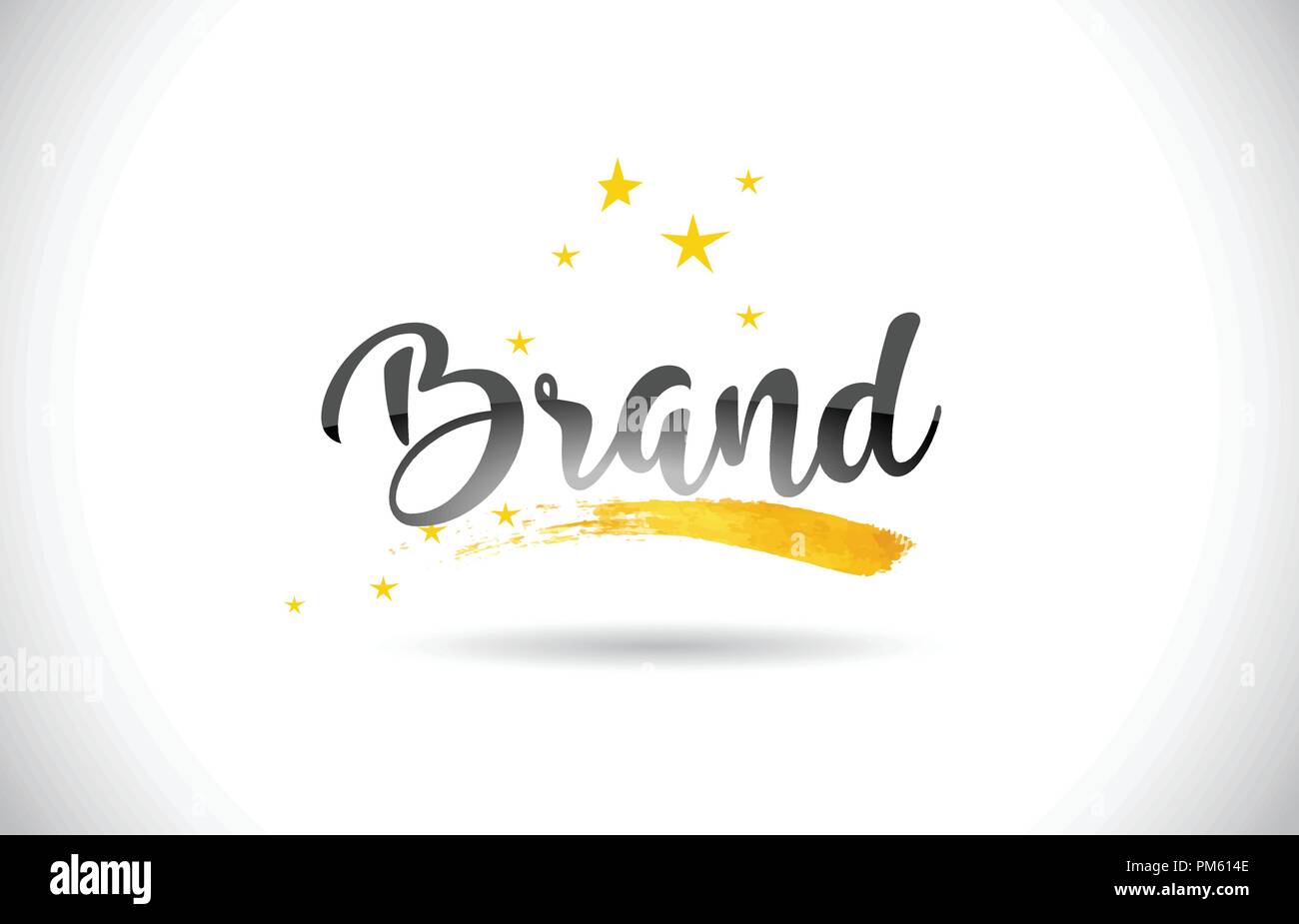 Brand Word Text with Golden Stars Trail and Handwritten Curved Font ...