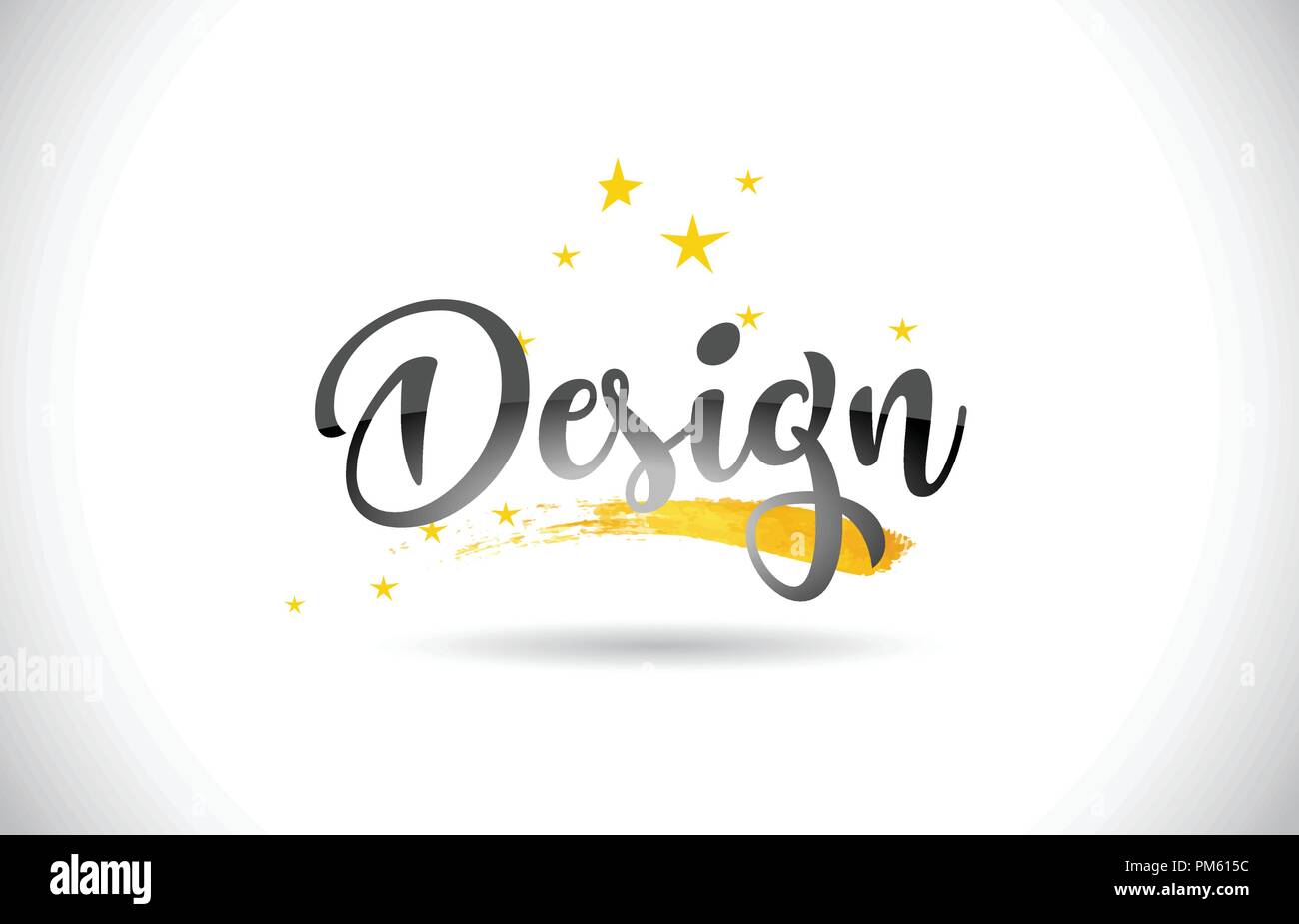Design Word Text with Golden Stars Trail and Handwritten Curved Font ...