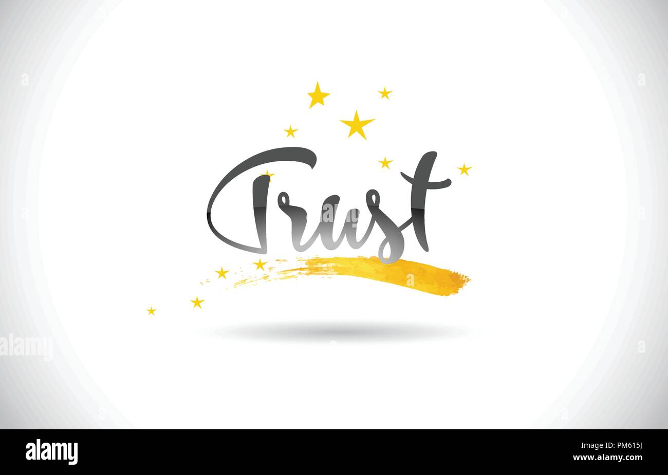 Trust Word Text with Golden Stars Trail and Handwritten Curved Font ...