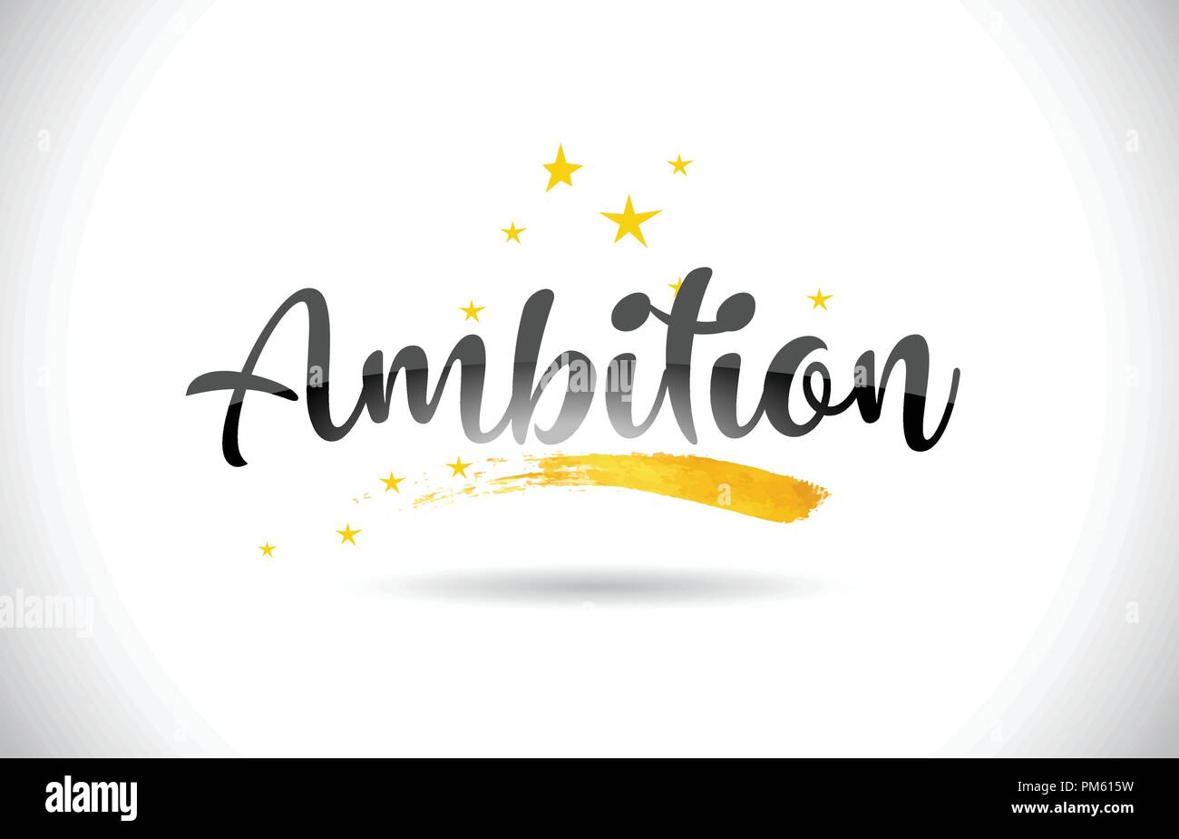 Ambition Word Text with Golden Stars Trail and Handwritten Curved Font ...