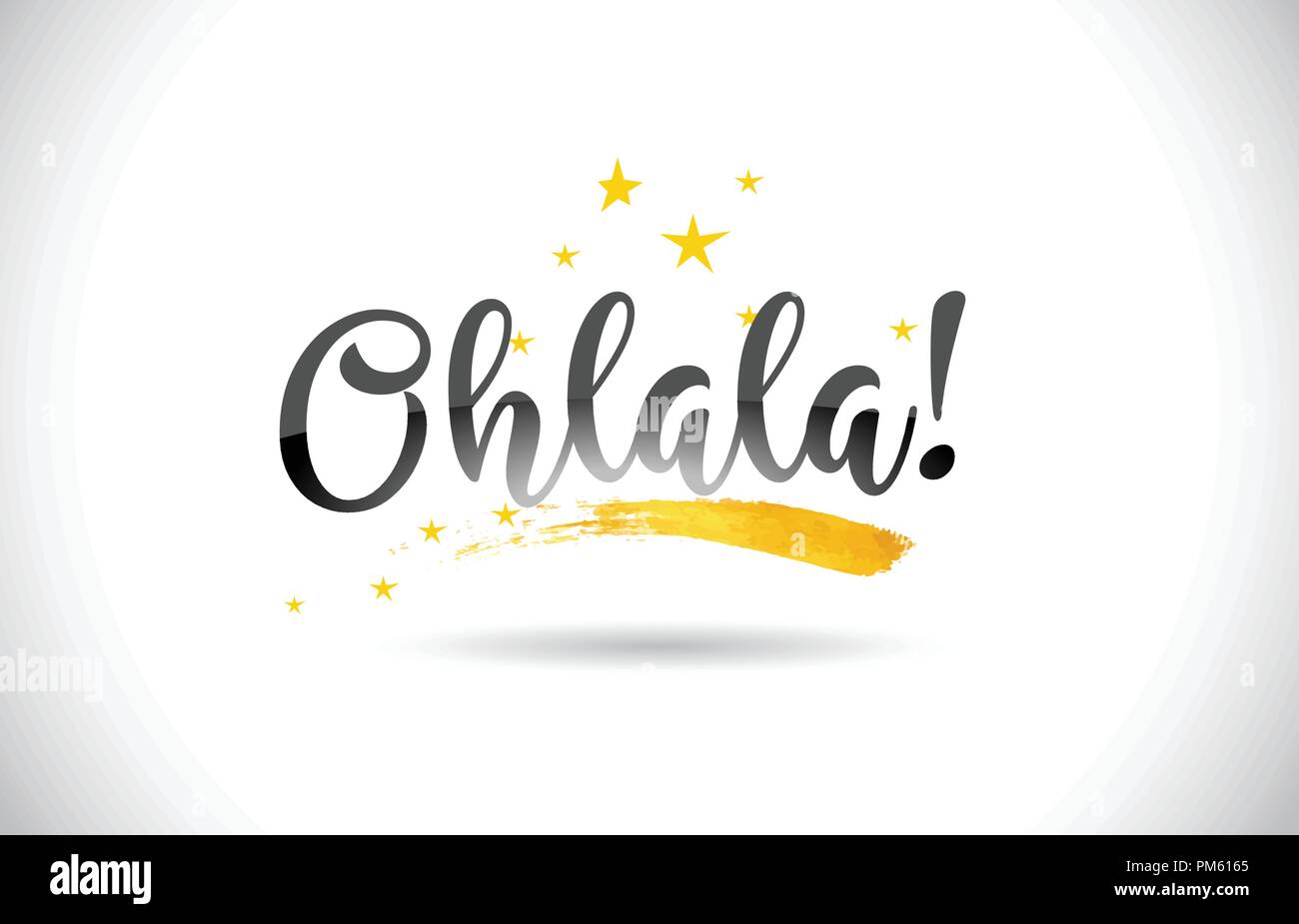Ohlala! Word Text with Golden Stars Trail and Handwritten Curved Font ...