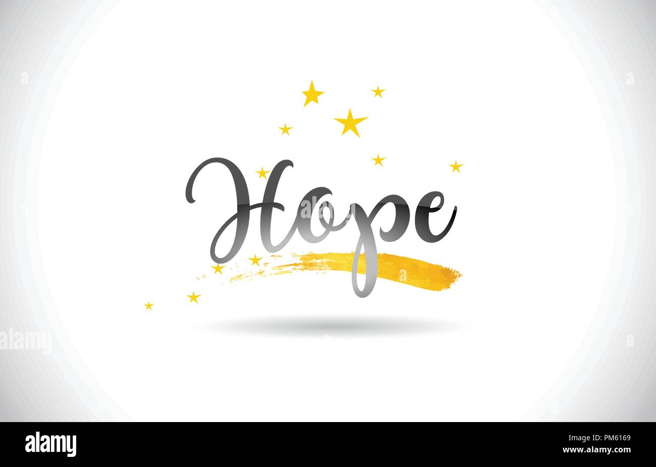 Hope Word Text with Golden Stars Trail and Handwritten Curved Font ...