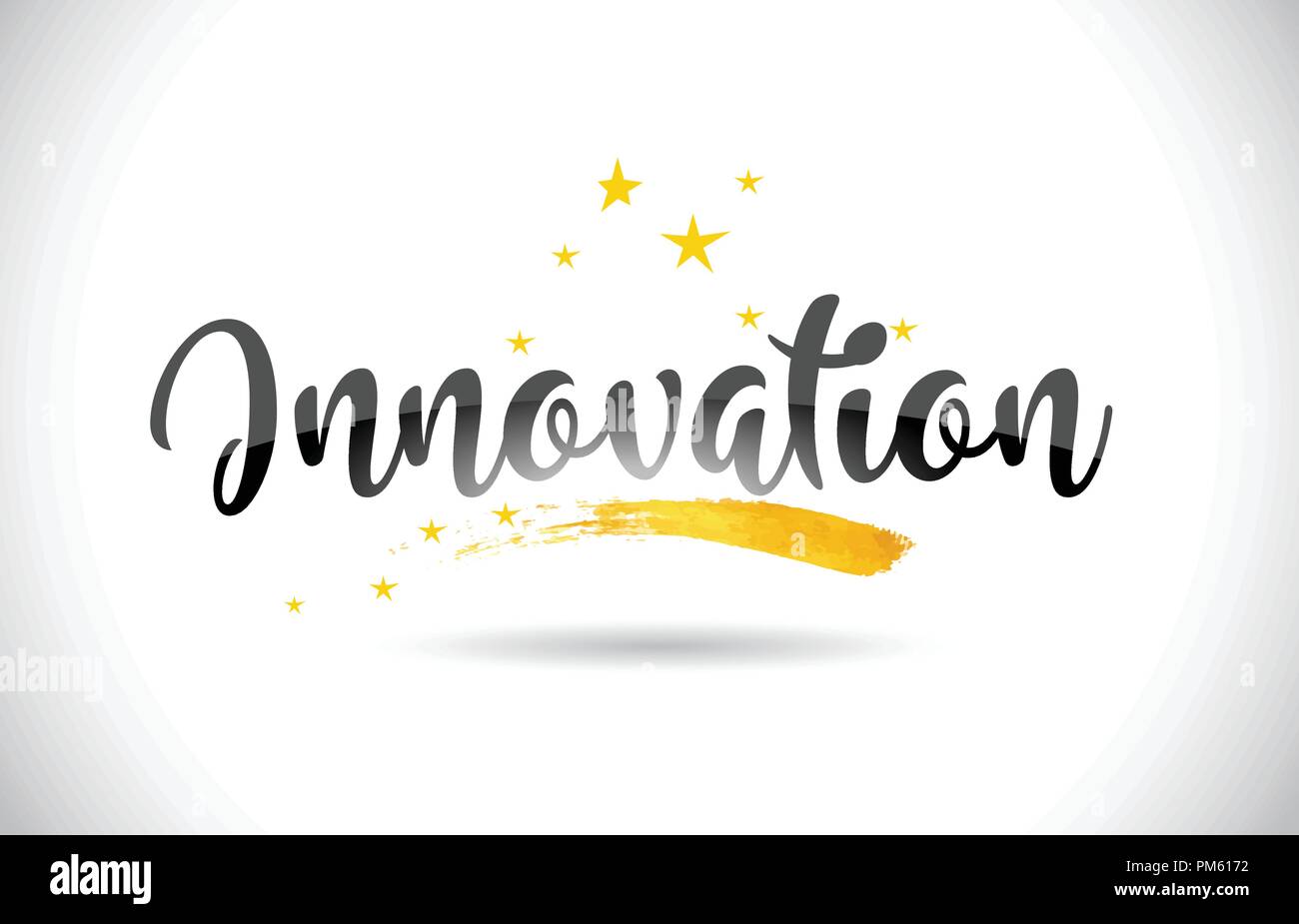 Innovation Word Text with Golden Stars Trail and Handwritten Curved ...