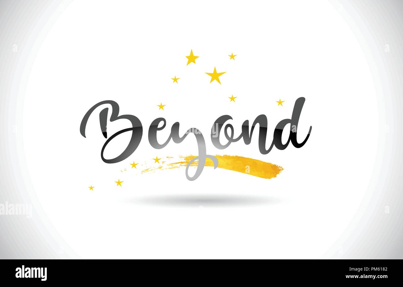 Beyond Word Text with Golden Stars Trail and Handwritten Curved Font ...