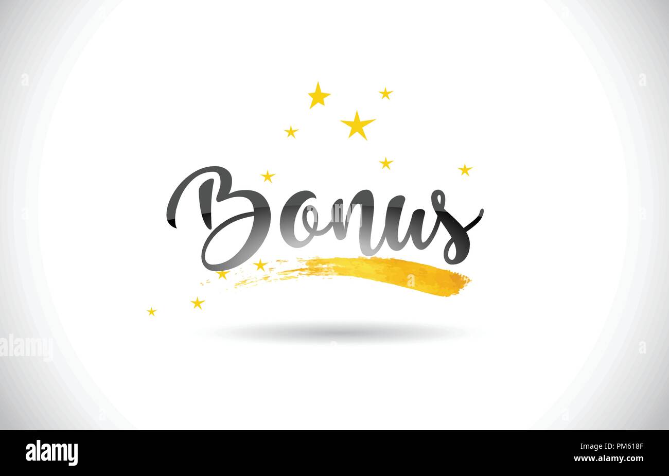 Bonus Word Text with Golden Stars Trail and Handwritten Curved Font ...