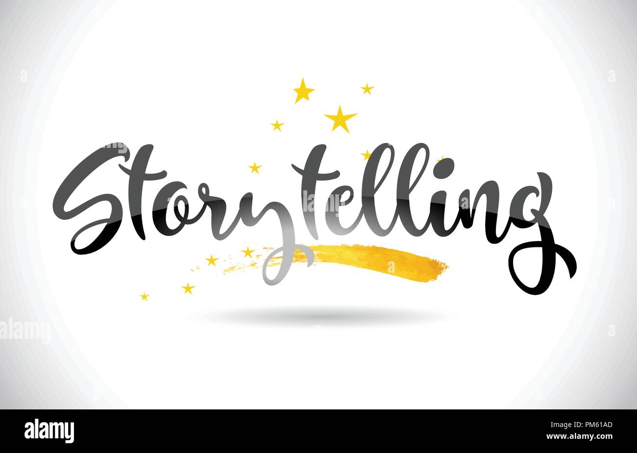 Storytelling Word Text with Golden Stars Trail and Handwritten Curved ...
