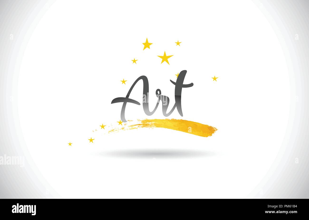 Art Word Text with Golden Stars Trail and Handwritten Curved Font ...