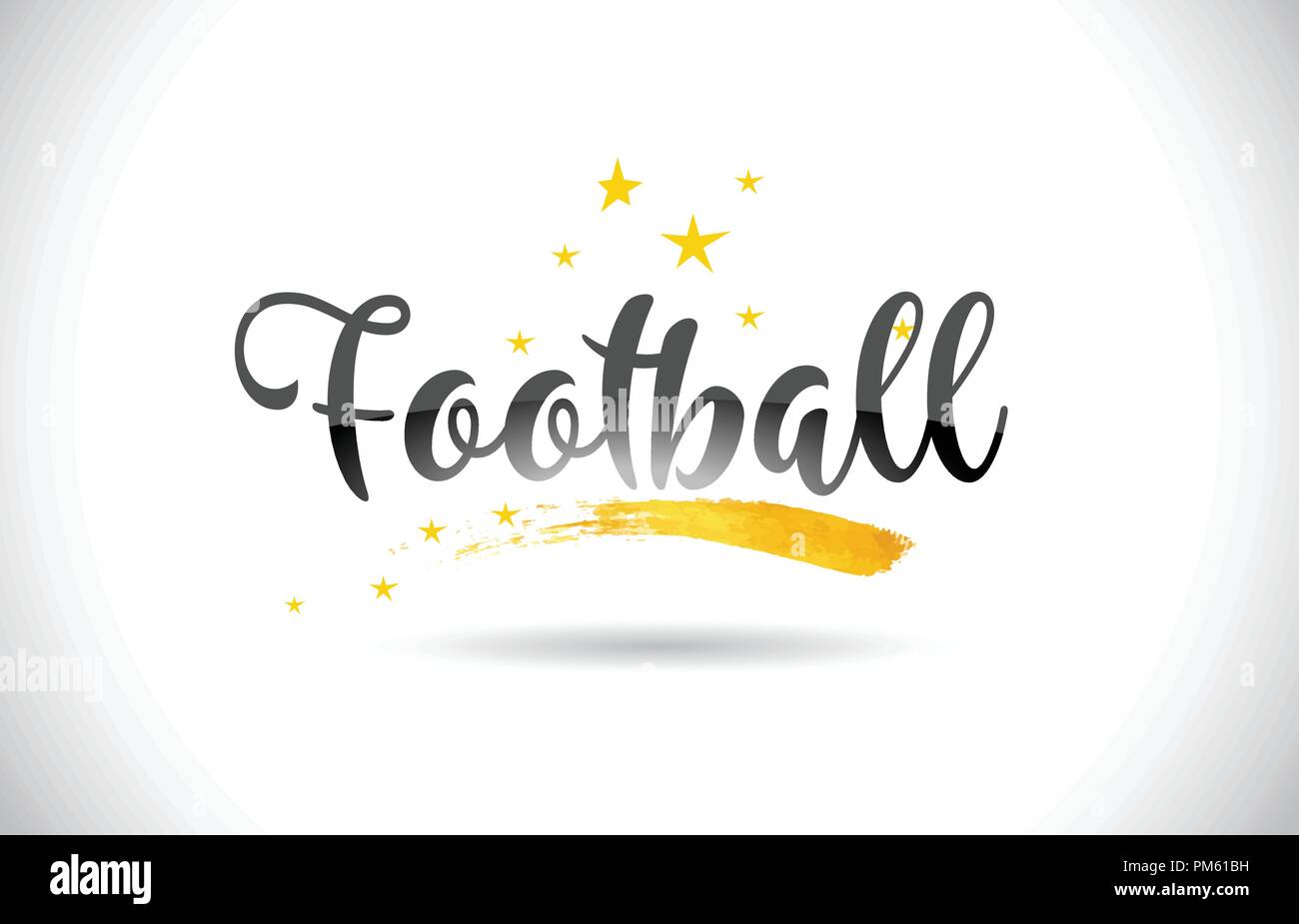 Football Word Text with Golden Stars Trail and Handwritten Curved Font ...