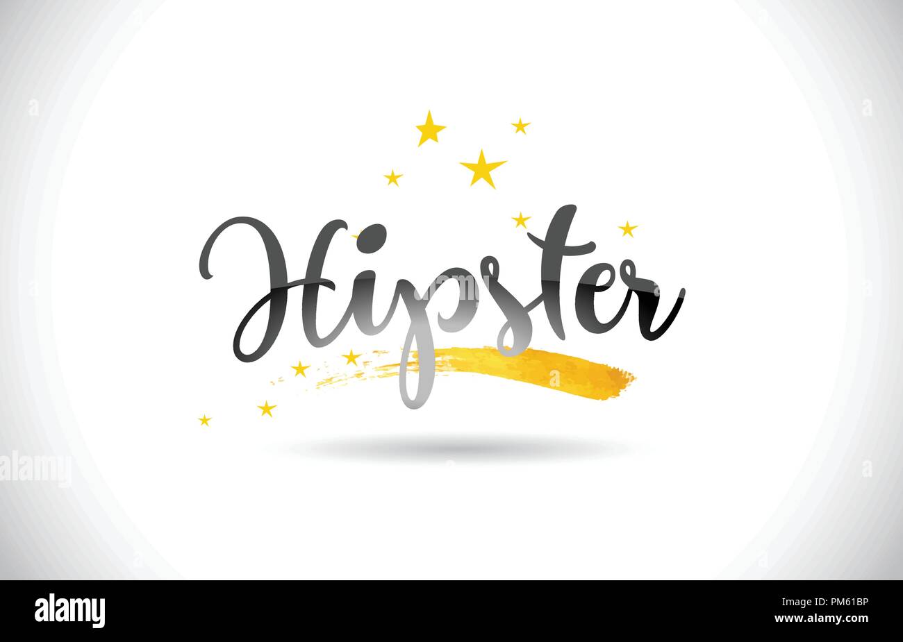 Hipster Word Text with Golden Stars Trail and Handwritten Curved Font ...