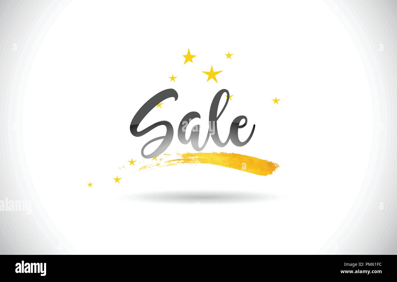Sale Word Text with Golden Stars Trail and Handwritten Curved Font ...
