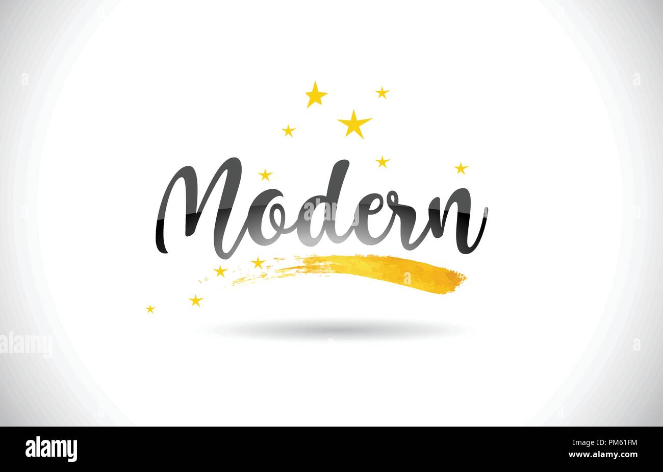 Modern Word Text with Golden Stars Trail and Handwritten Curved Font ...