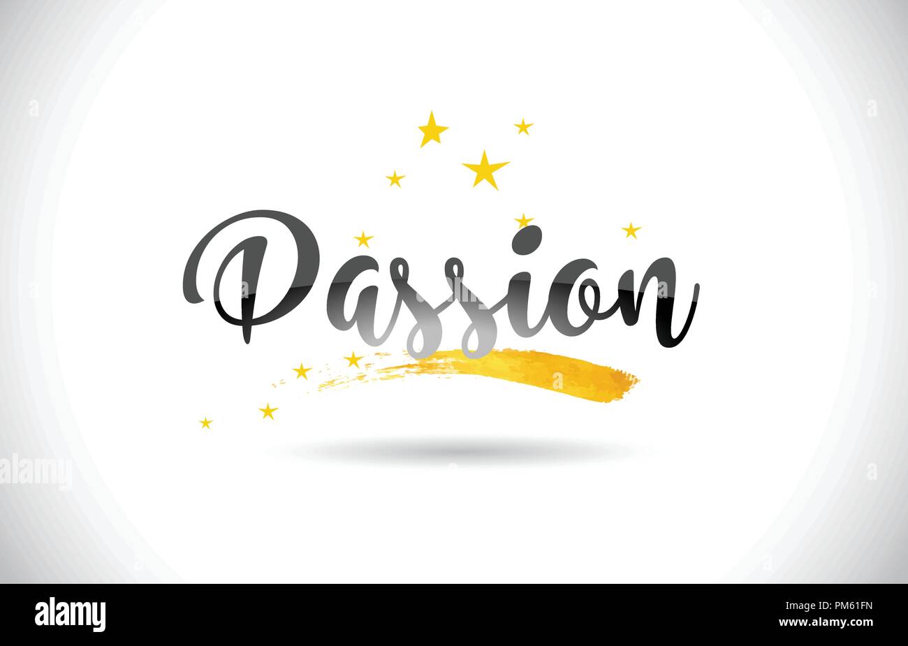 Passion Word Text with Golden Stars Trail and Handwritten Curved Font ...