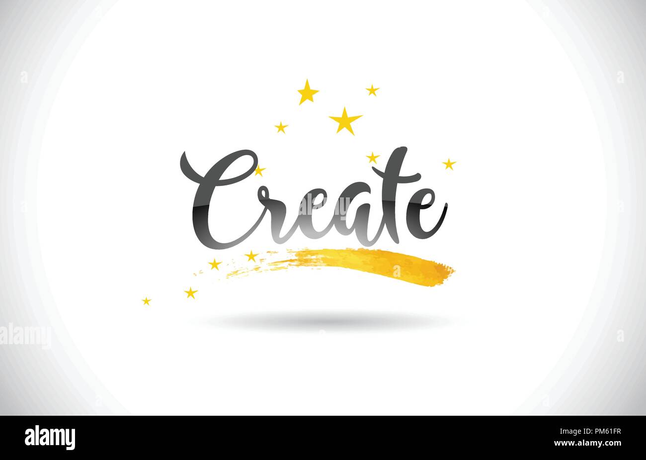 Create Word Text with Golden Stars Trail and Handwritten Curved Font ...