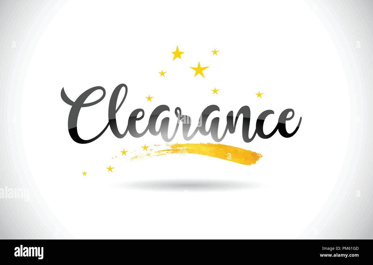 Clearance Word Text with Golden Stars Trail and Handwritten Curved Font ...