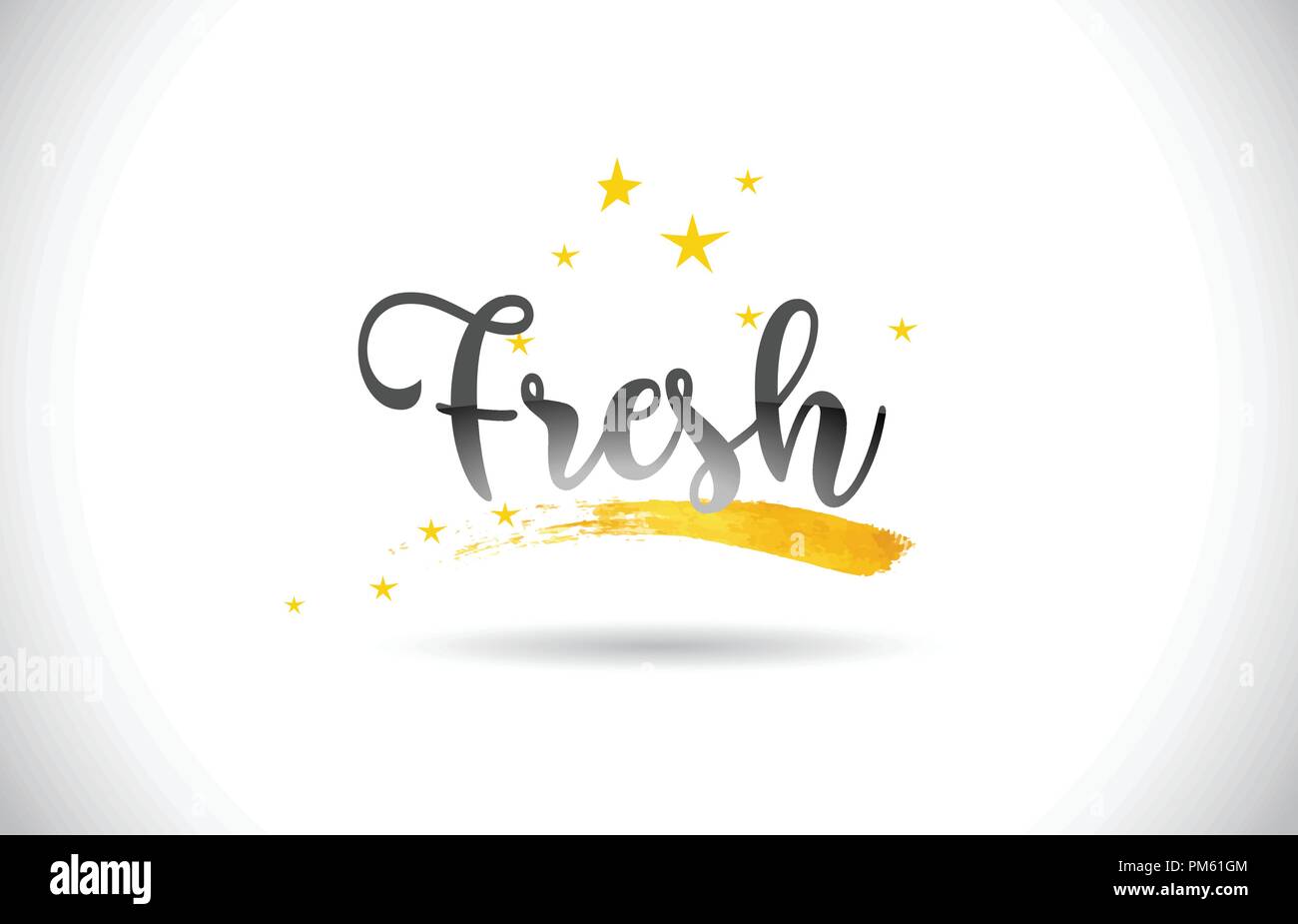 Fresh Word Text with Golden Stars Trail and Handwritten Curved Font ...