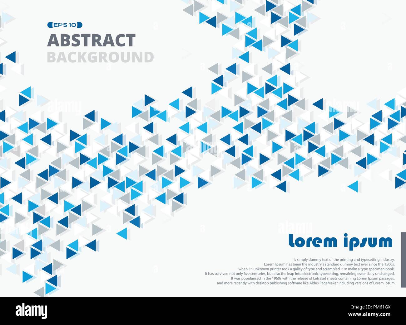 Abstract of blue triangle geometrical pattern background with space ...