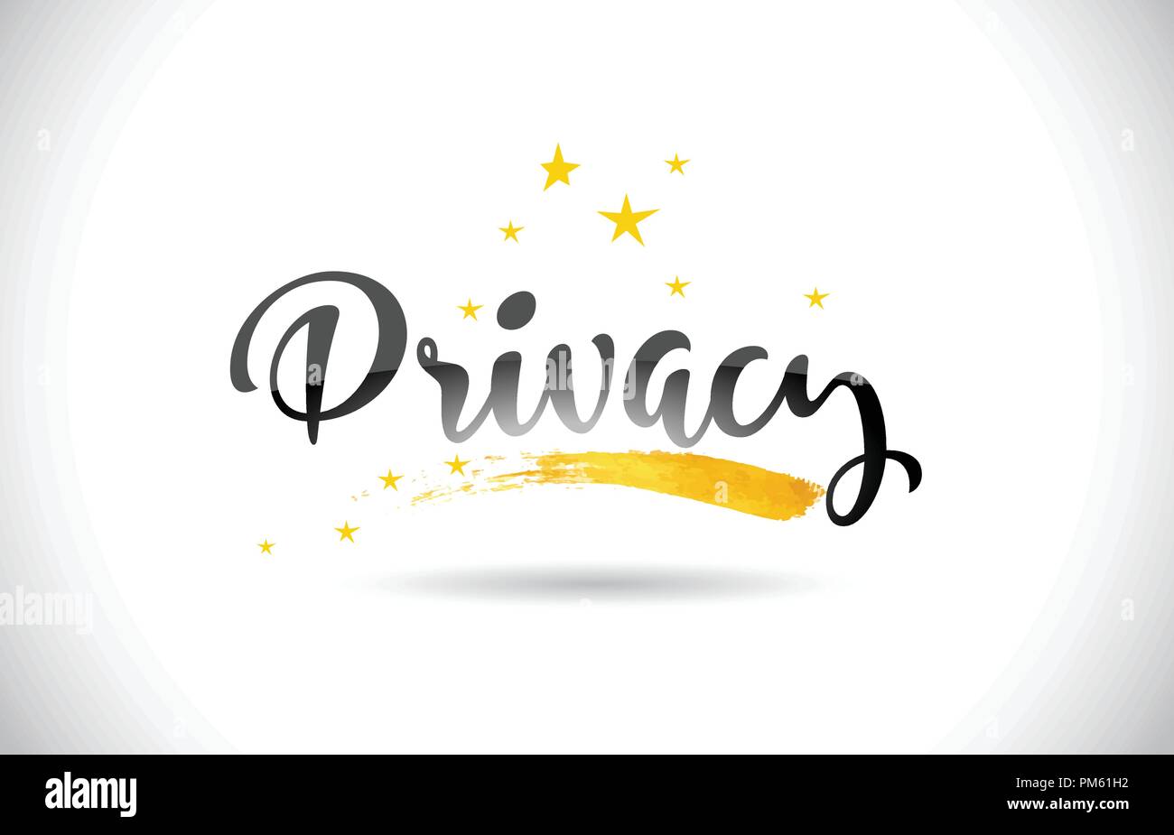 Privacy Word Text with Golden Stars Trail and Handwritten Curved Font ...