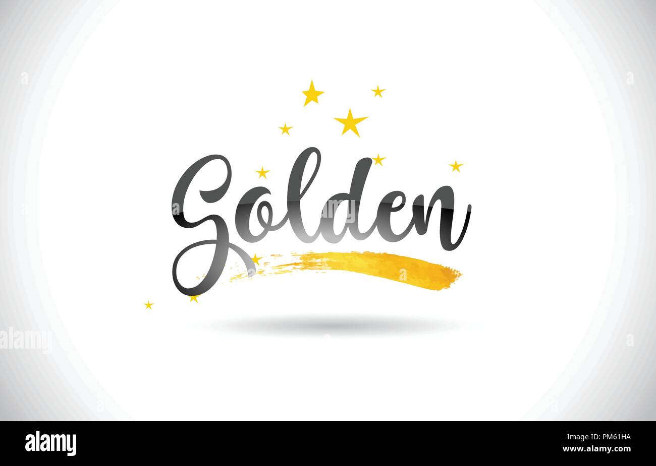 Golden Word Text with Golden Stars Trail and Handwritten Curved Font ...