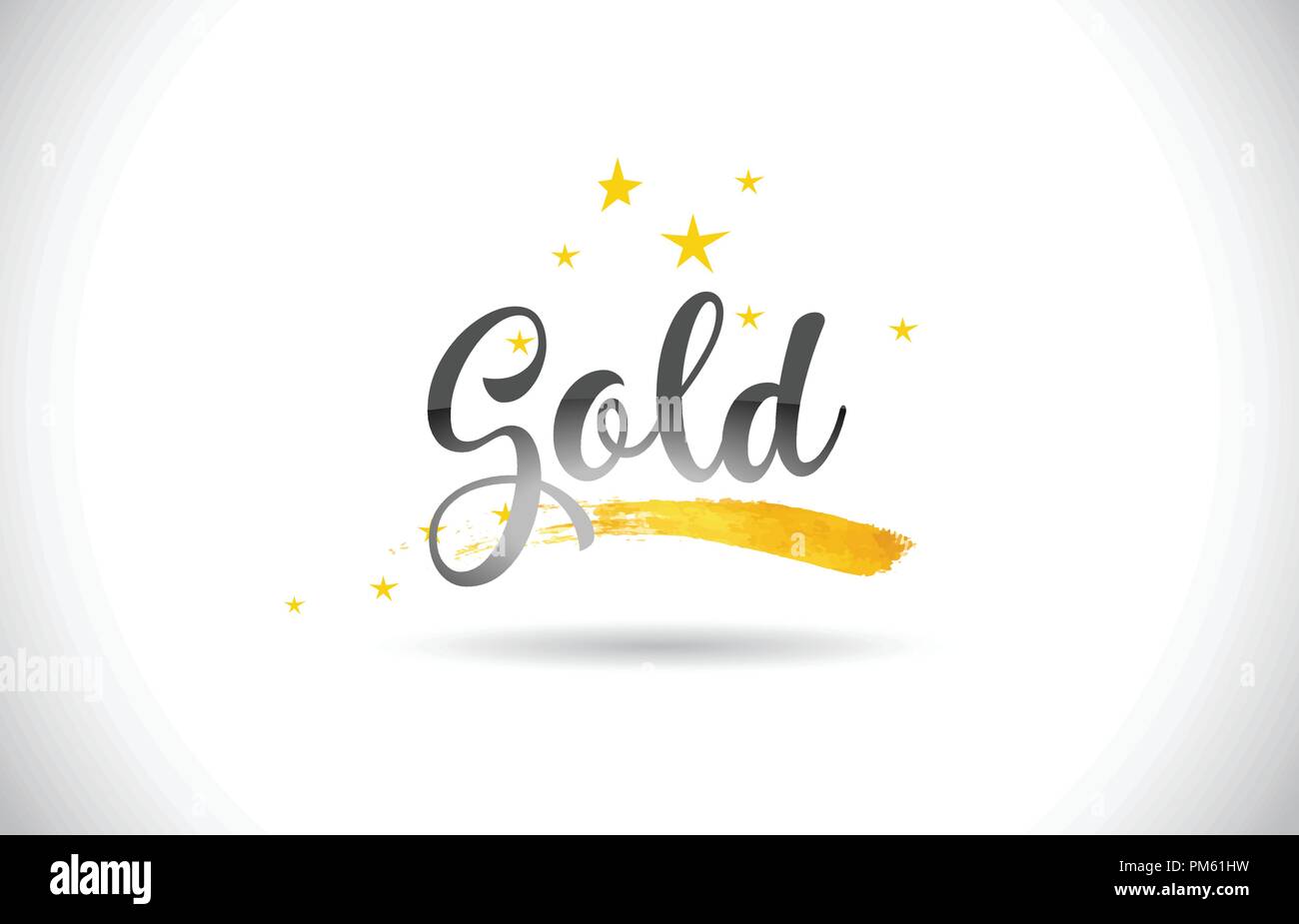 Gold Word Text with Golden Stars Trail and Handwritten Curved Font ...