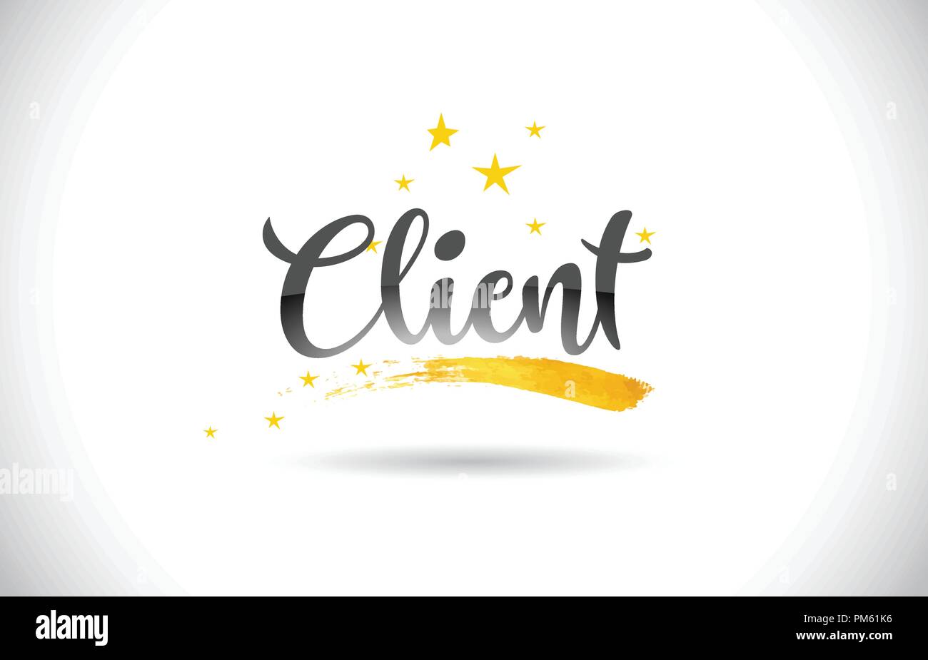 Client Word Text with Golden Stars Trail and Handwritten Curved Font ...