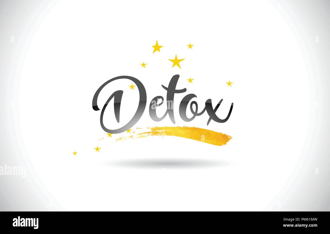 Detox Word Text with Golden Stars Trail and Handwritten Curved Font ...