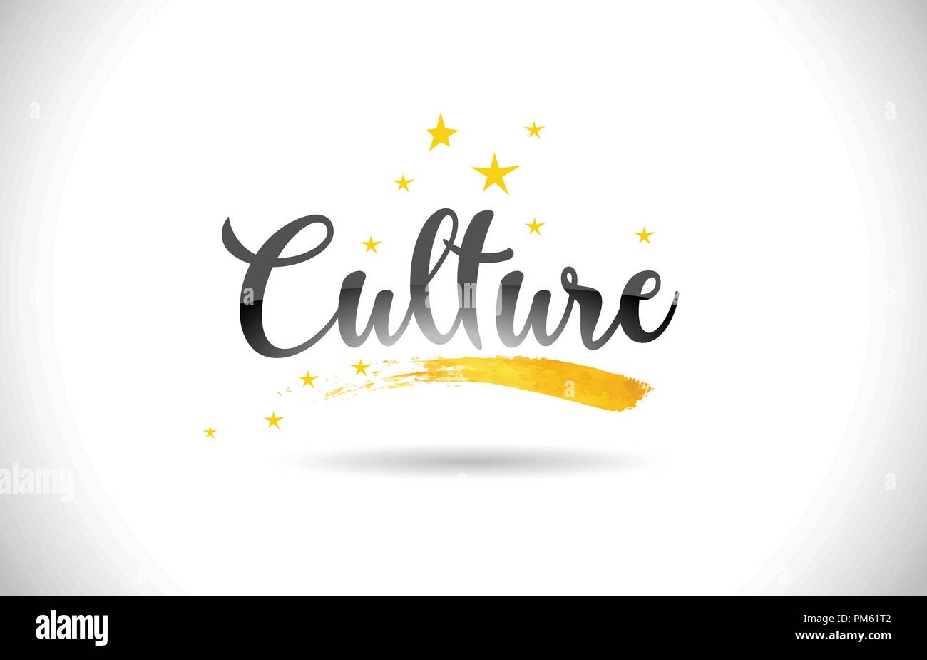 Culture Word Text with Golden Stars Trail and Handwritten Curved Font ...
