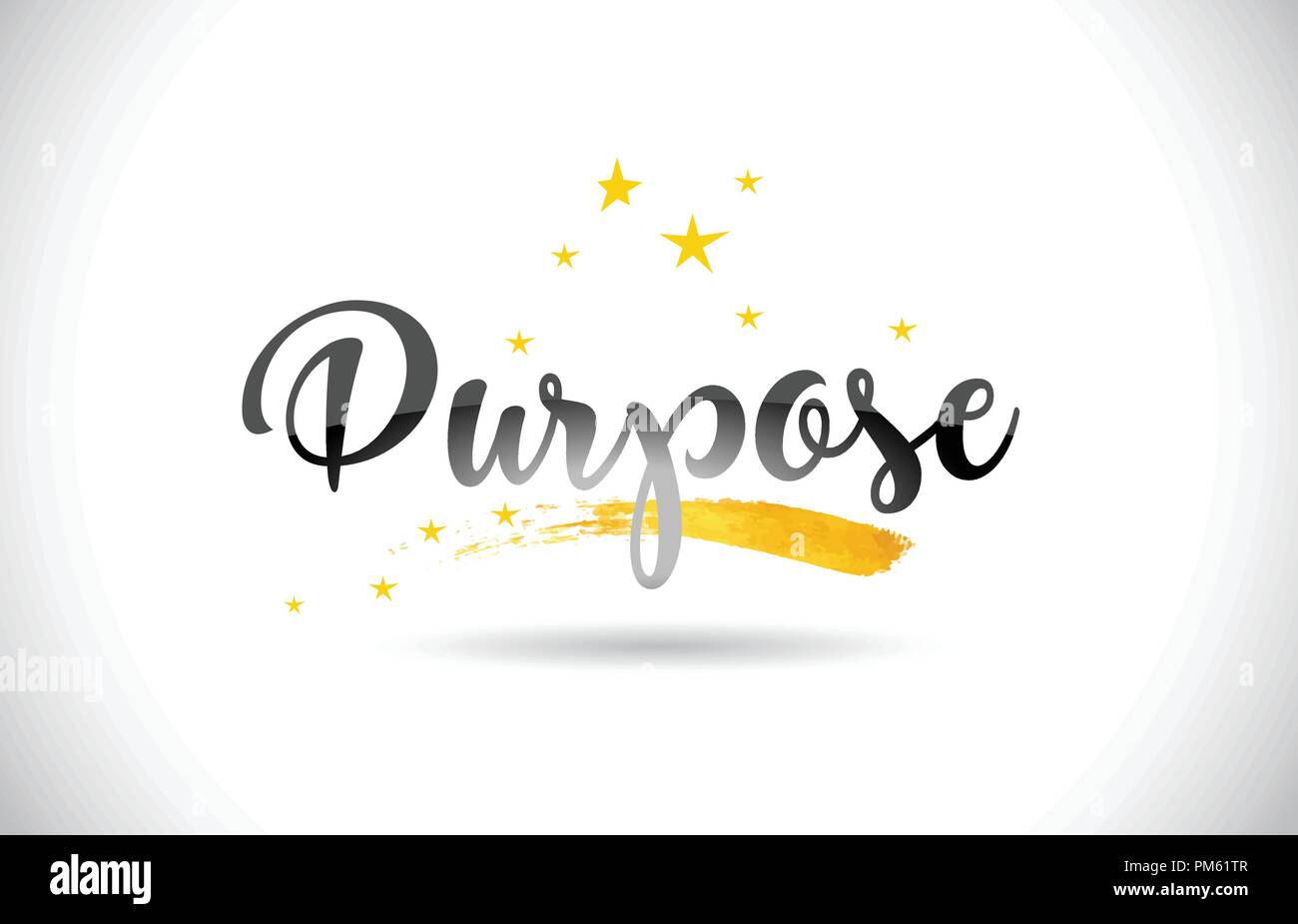 Purpose Word Text with Golden Stars Trail and Handwritten Curved Font ...
