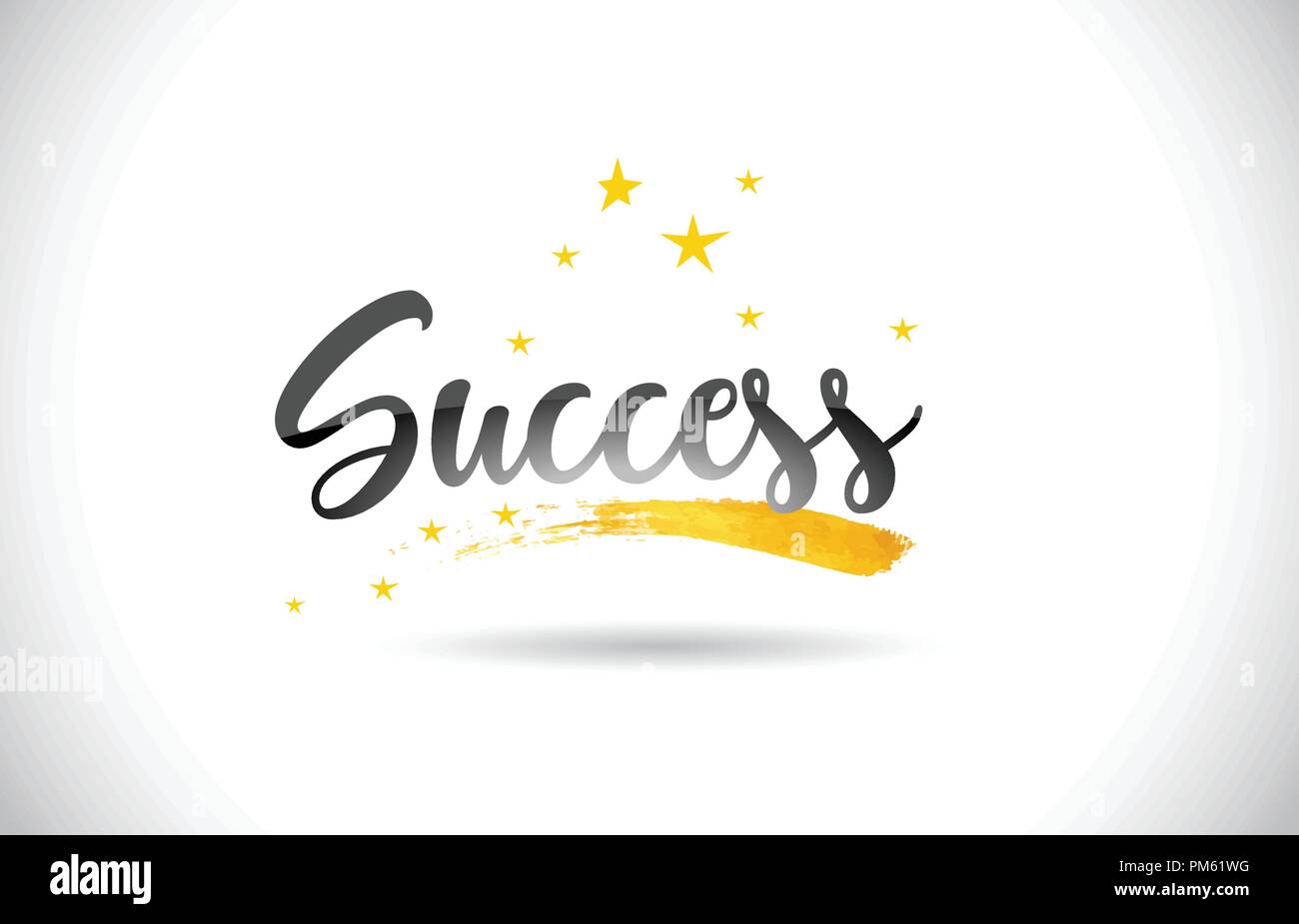 Success Word Text with Golden Stars Trail and Handwritten Curved Font ...