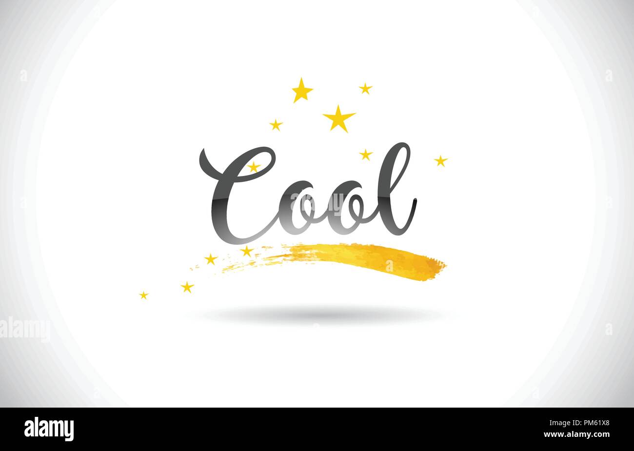 Cool Word Text with Golden Stars Trail and Handwritten Curved Font ...