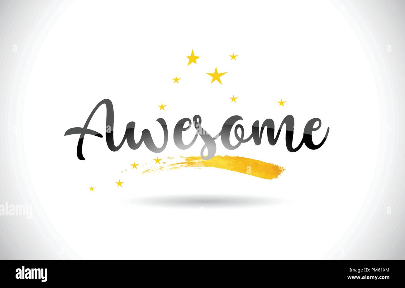 Awesome Word Text with Golden Stars Trail and Handwritten Curved Font ...