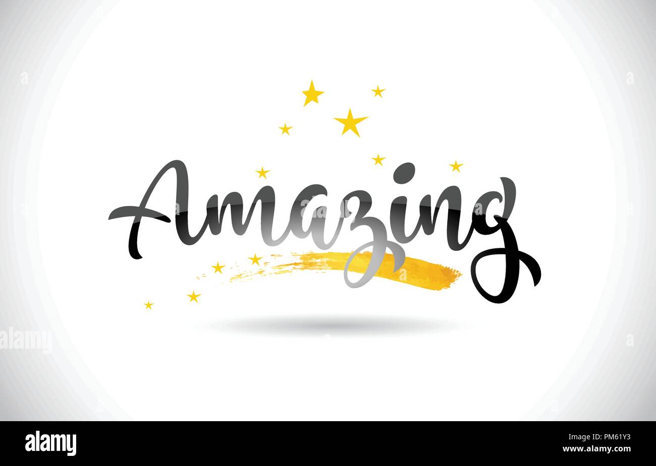 Amazing Word Text with Golden Stars Trail and Handwritten Curved Font ...