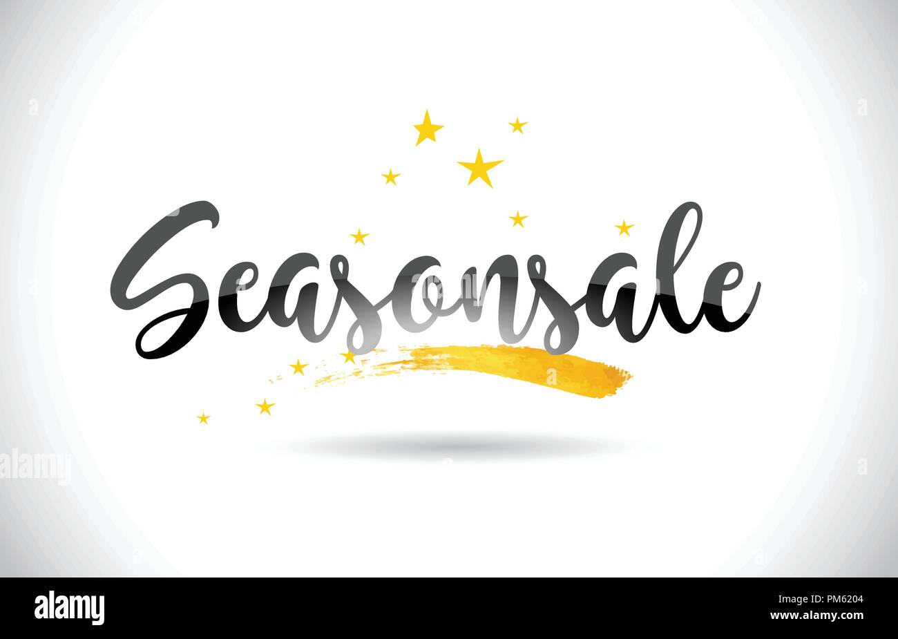 Seasonsale Word Text with Golden Stars Trail and Handwritten Curved ...