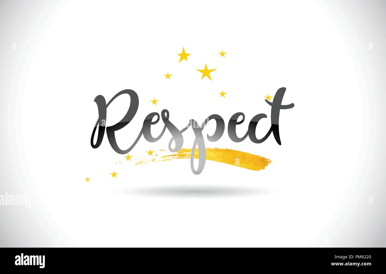 Respect Word Text with Golden Stars Trail and Handwritten Curved Font ...