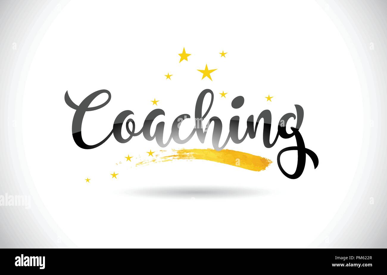 Coaching Word Text with Golden Stars Trail and Handwritten Curved Font ...