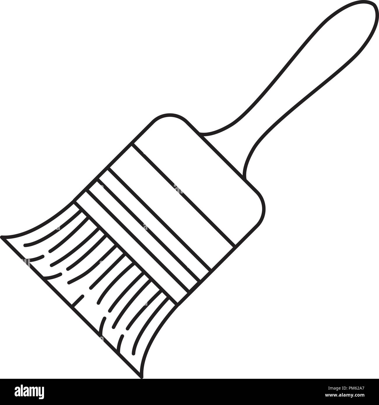 Paint brush construction tool in black and white Stock Vector Image ...