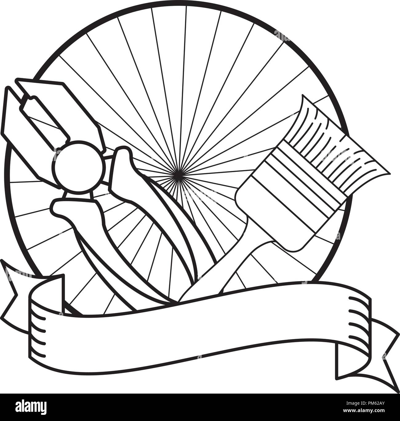 Construction tools emblem in black and white Stock Vector Image & Art ...