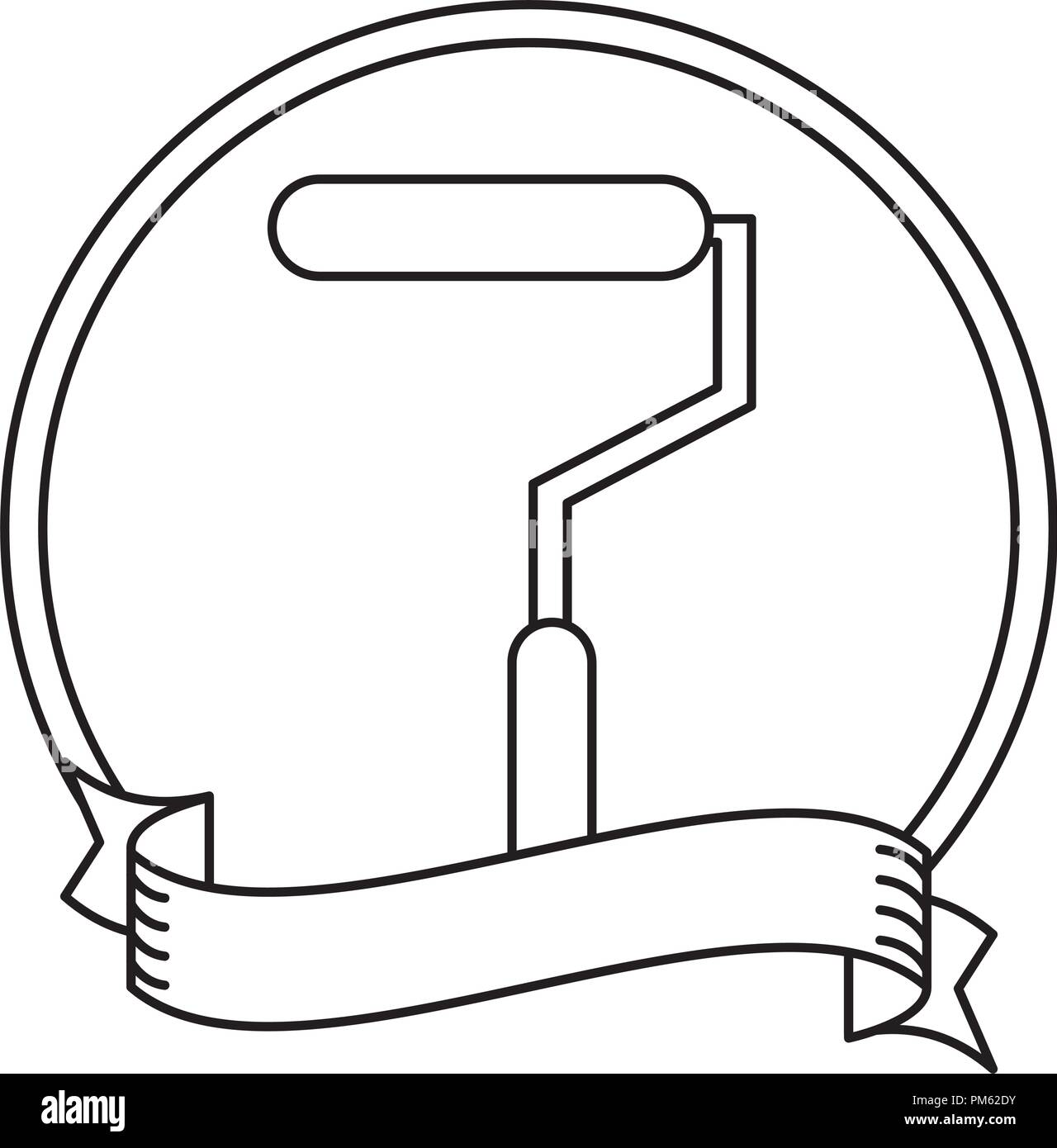 Paint roll round frame in black and white Stock Vector Image & Art - Alamy