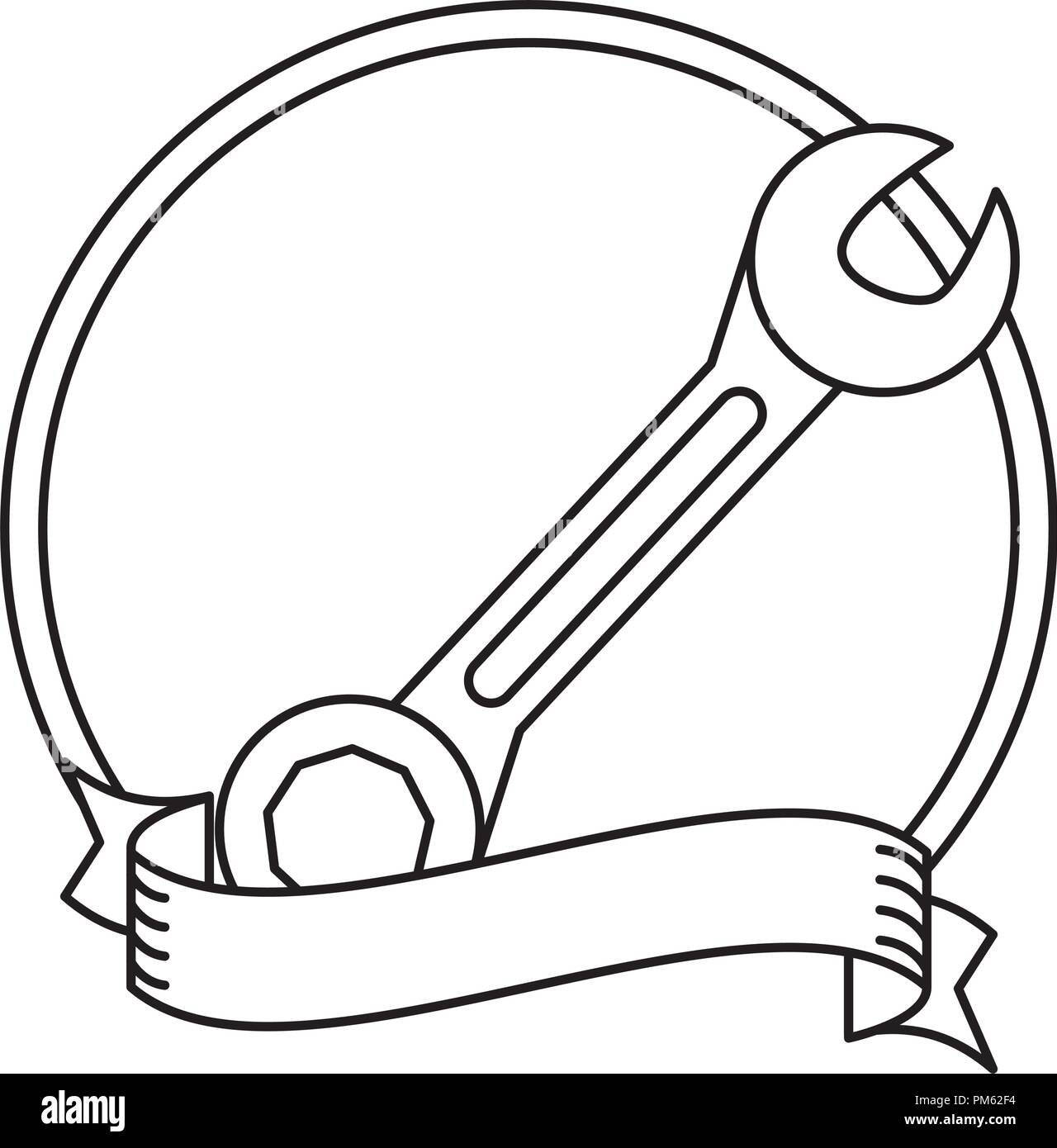Wrench round frame in black and white Stock Vector Image & Art - Alamy