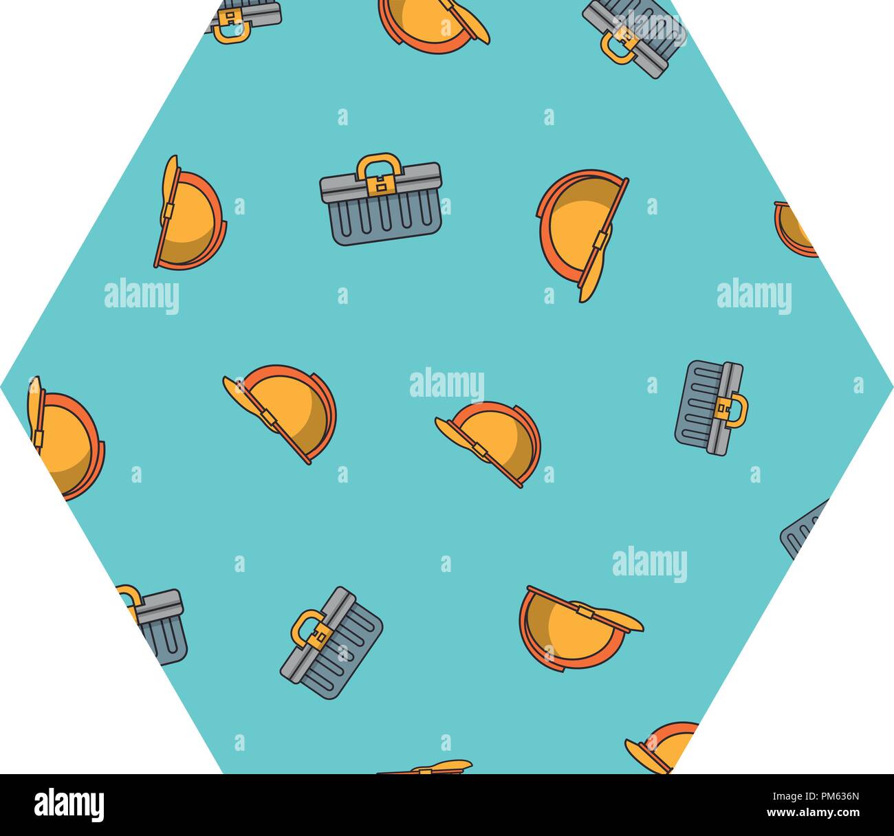 Toolbox and helmet hexagon frame Stock Vector Image & Art - Alamy