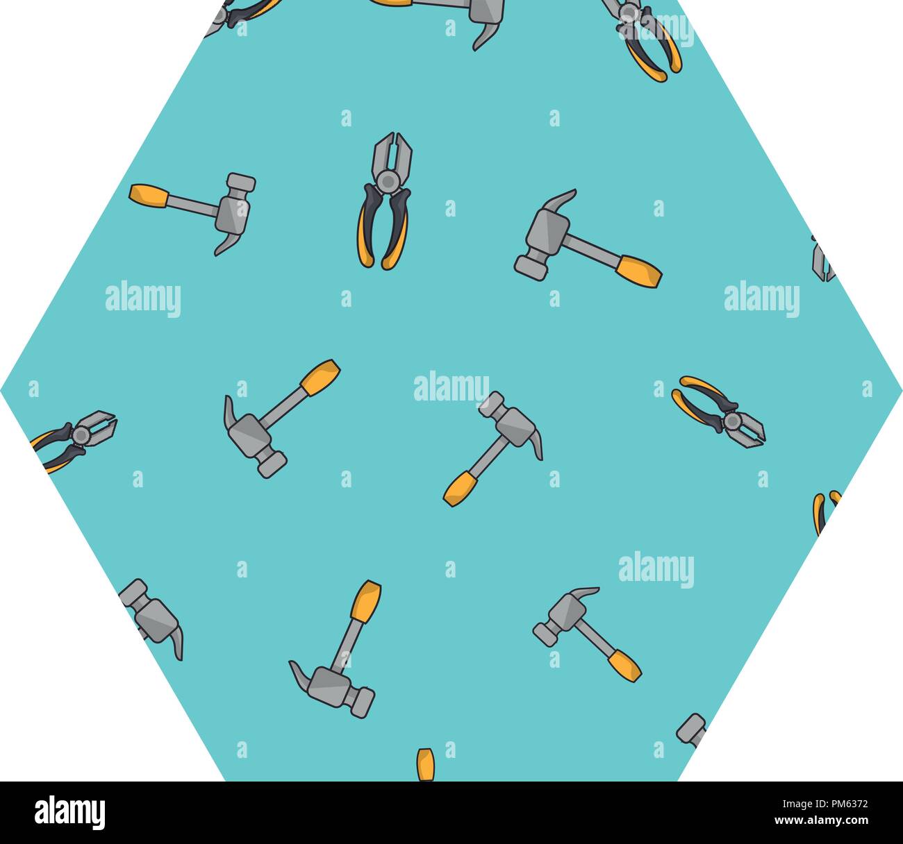 Hammers and pliers hexagon frame Stock Vector Image & Art - Alamy