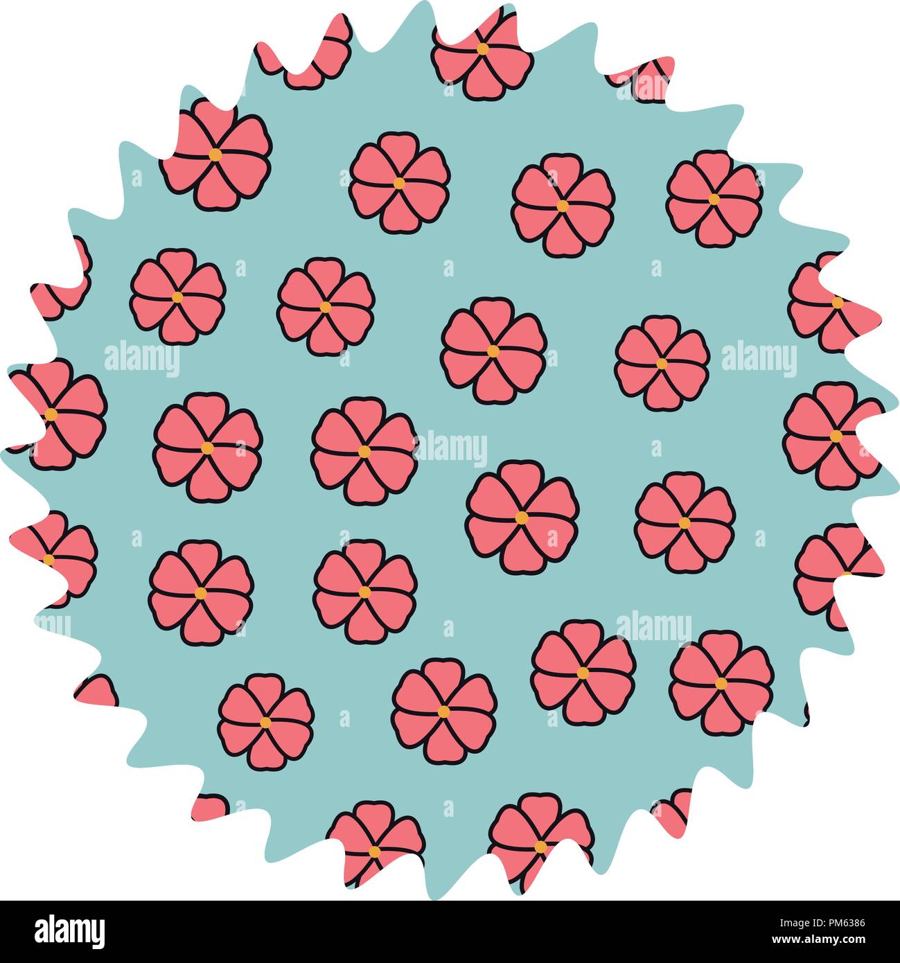 Flowers pattern round label Stock Vector Image & Art - Alamy