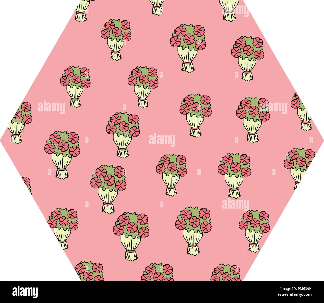 Flowers bouquet pattern hexagon frame Stock Vector Image & Art - Alamy