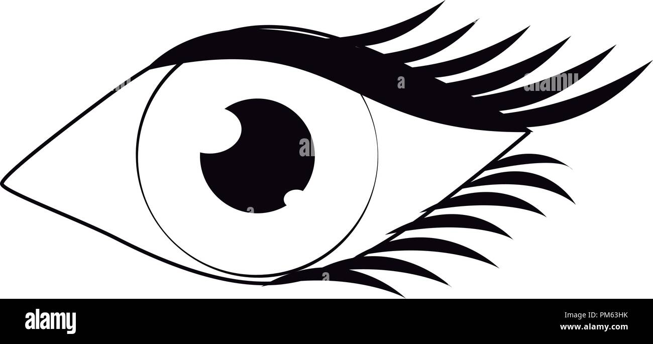 Women eye cartoon in black and white Stock Vector Image & Art - Alamy