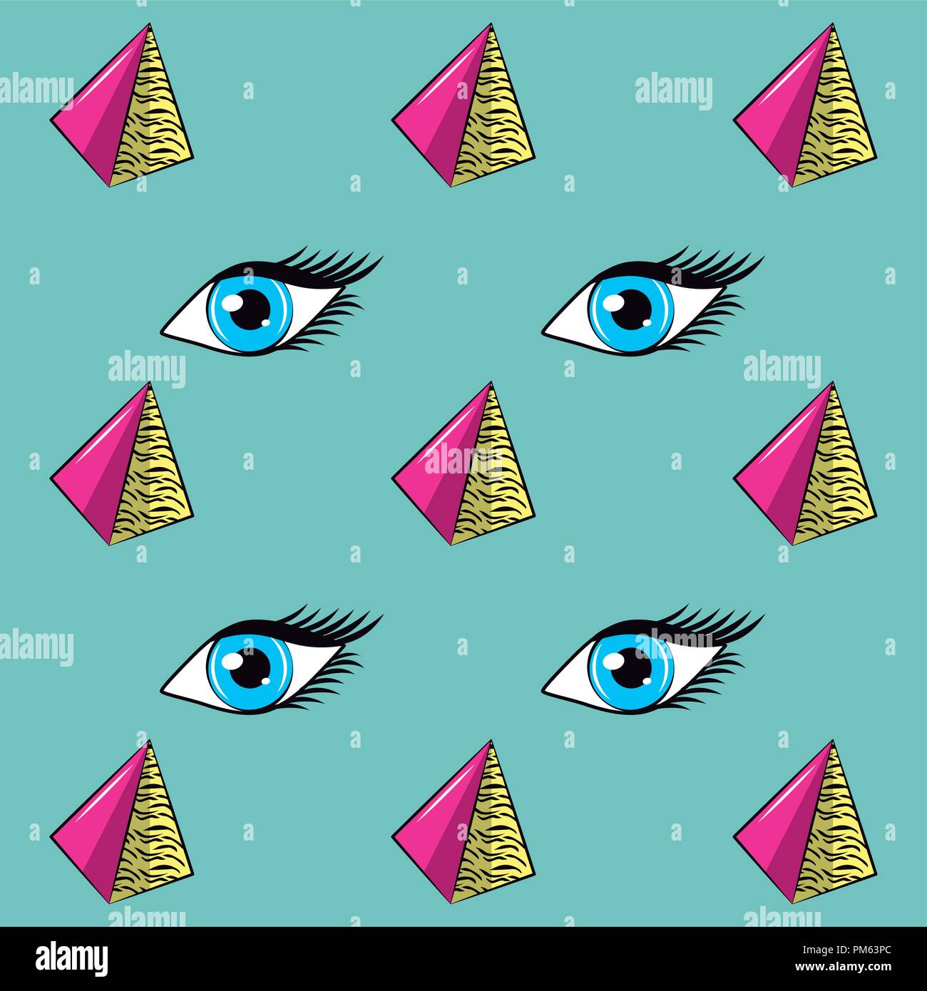 90S eyes and triangles background Stock Vector Image & Art - Alamy