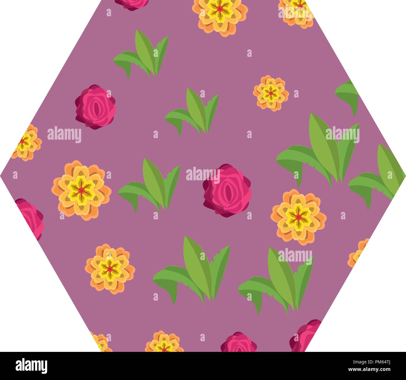 Floral hexagon shape frame Stock Vector Image & Art - Alamy
