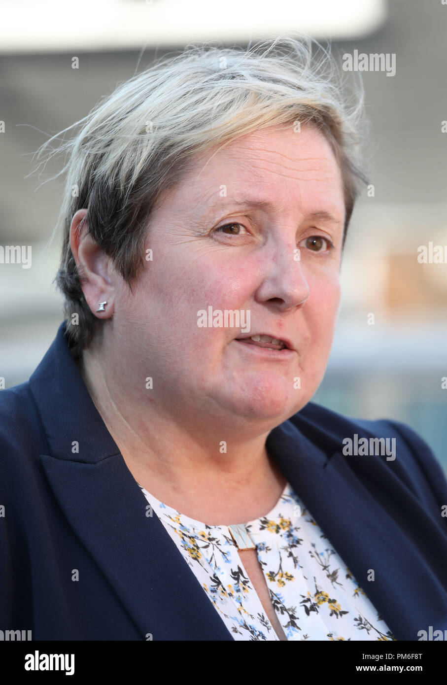 Detective Inspector Alison Cole speaking to the media outside the house ...
