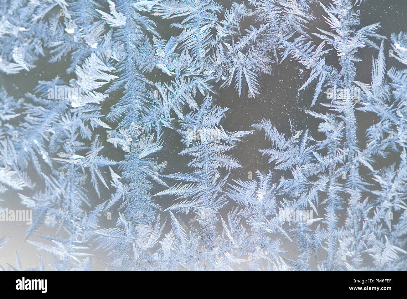 Beautiful ice formations on panes of glass in window Stock Photo - Alamy